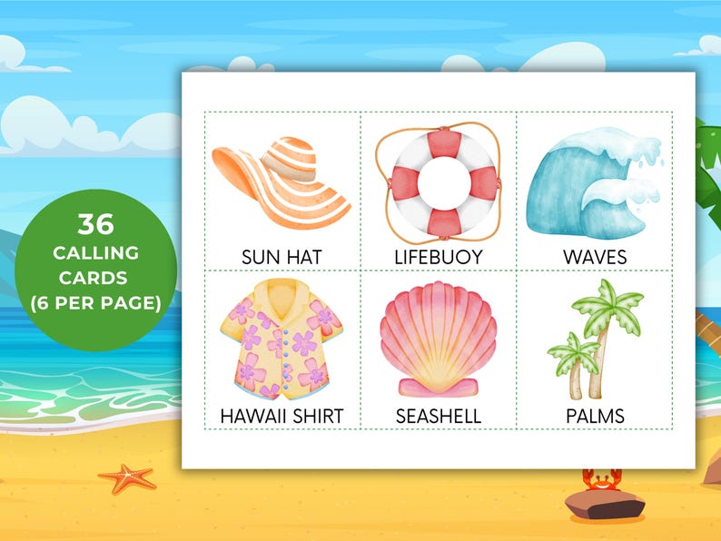 30 Beach Bingo Cards, Printable Summer Bingo, Summer Game, Summertime ...