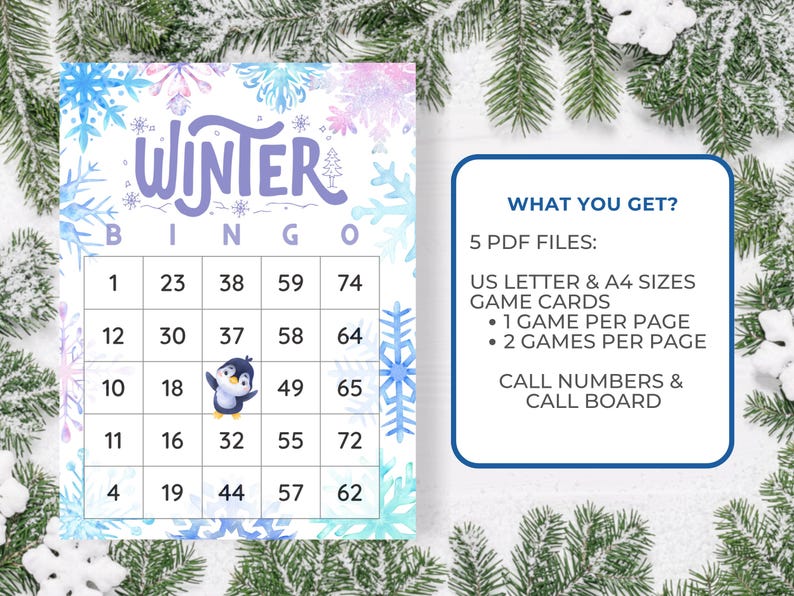 100 Winter Bingo Cards, Printable Winter Bingo, Winter Kids Adults ...