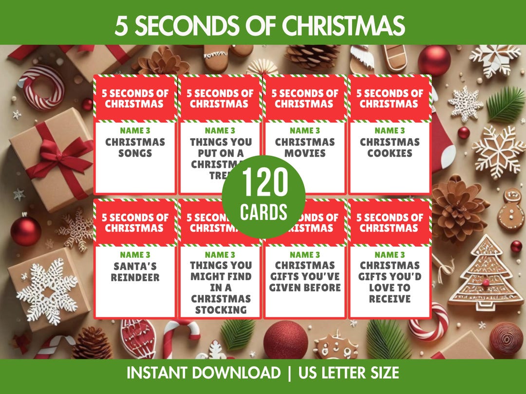 Christmas 5 Second Game Printable, Christmas Party Game, Holiday Party ...