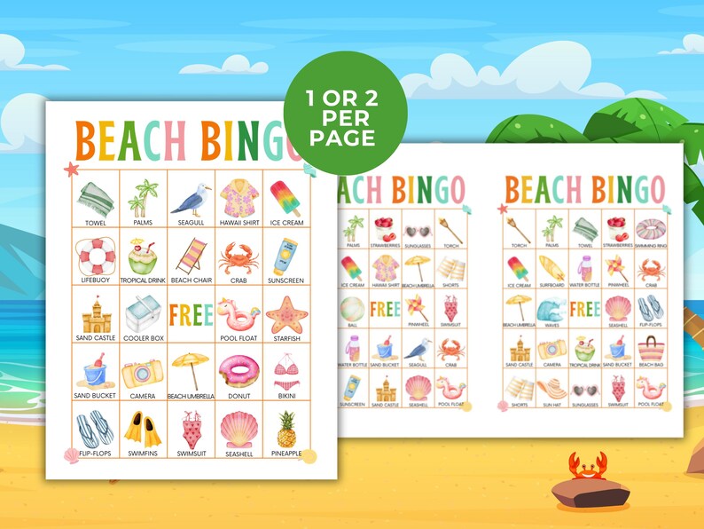 30 Beach Bingo Cards, Printable Summer Bingo, Summer Game, Summertime ...