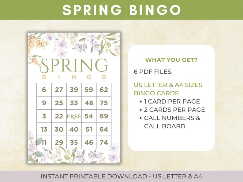 100 Spring Bingo Cards, Printable Spring Bingo, Spring Activity, Spring ...