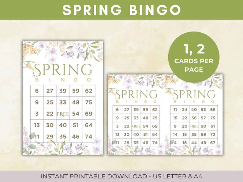100 Spring Bingo Cards, Printable Spring Bingo, Spring Activity, Spring ...