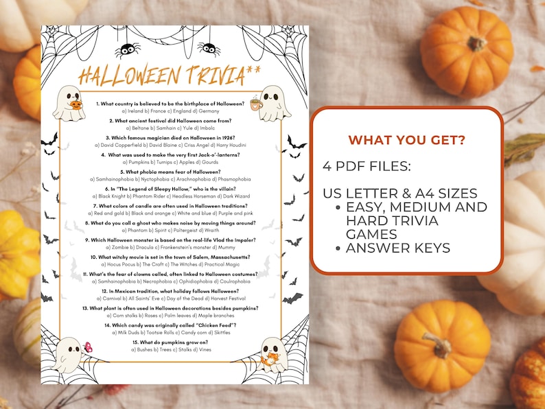 Halloween Trivia Game Bundle, Printable Halloween Quiz, Halloween ...