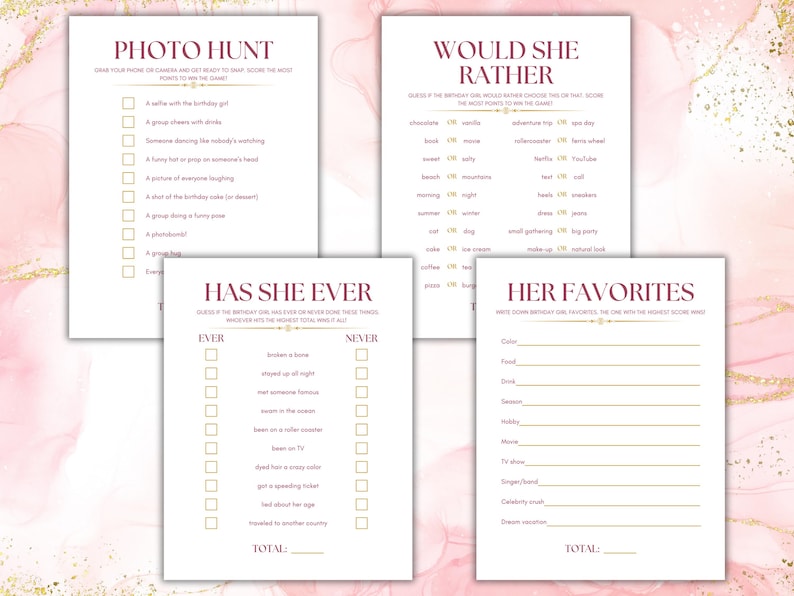 Birthday Games for Her Printable Who Knows the Birthday Girl Best ...