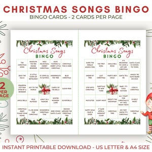 30 Christmas Song Bingo Cards, Printable Music Bingo Game for Family ...