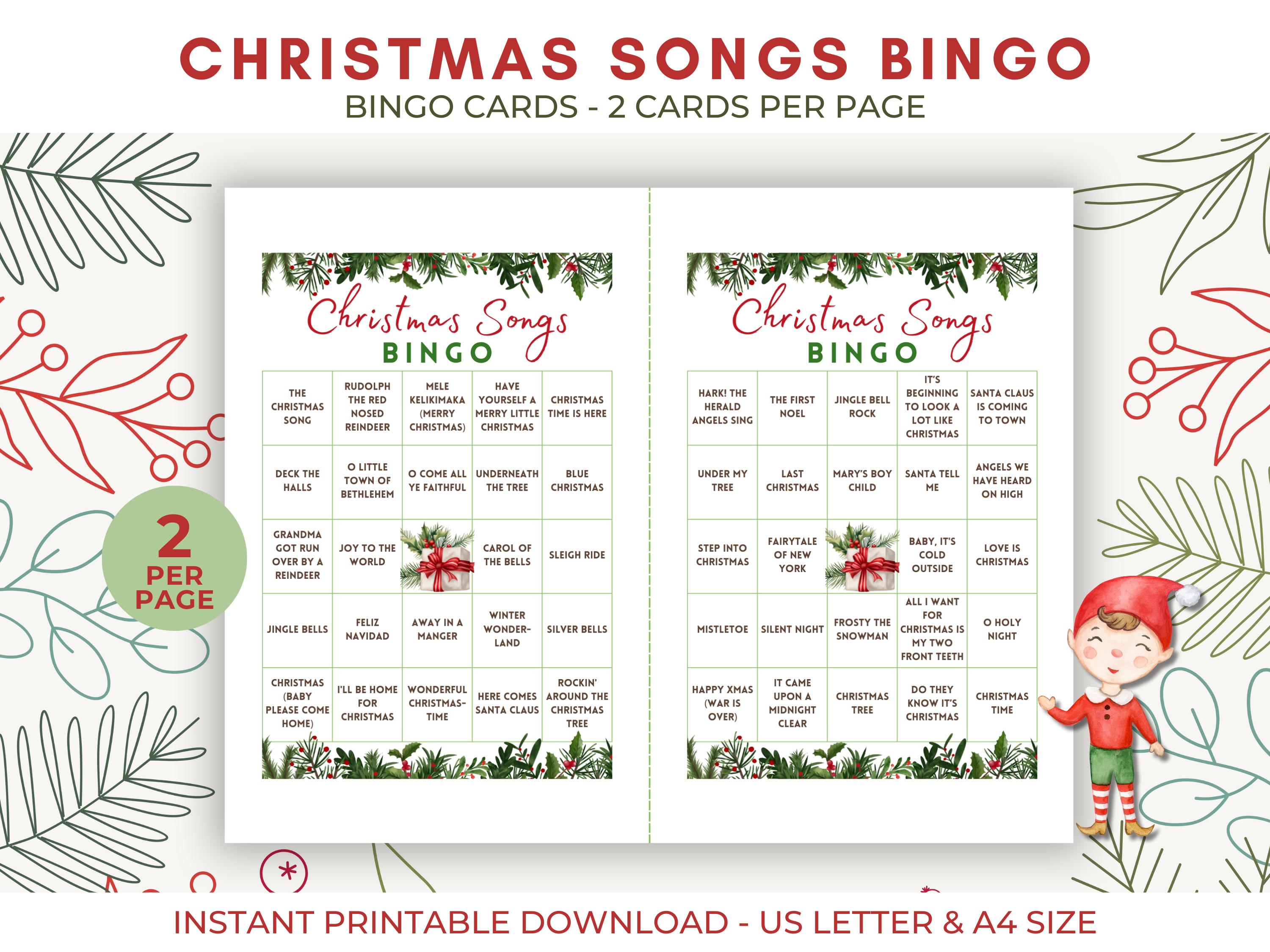 30 Christmas Song Bingo Cards, Printable Music Bingo Game for Family ...