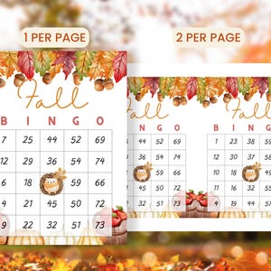 100 Fall Bingo Cards, Printable Autumn Bingo, Fall Kids Adults Seniors ...