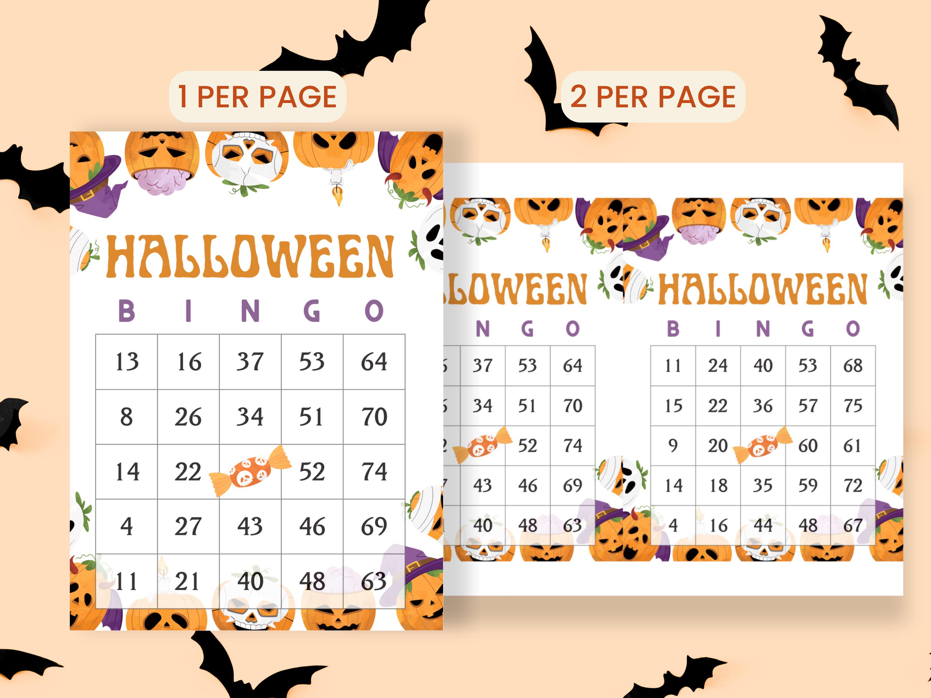 100 Halloween Bingo Cards, Printable Pumpkins Halloween Bingo ...
