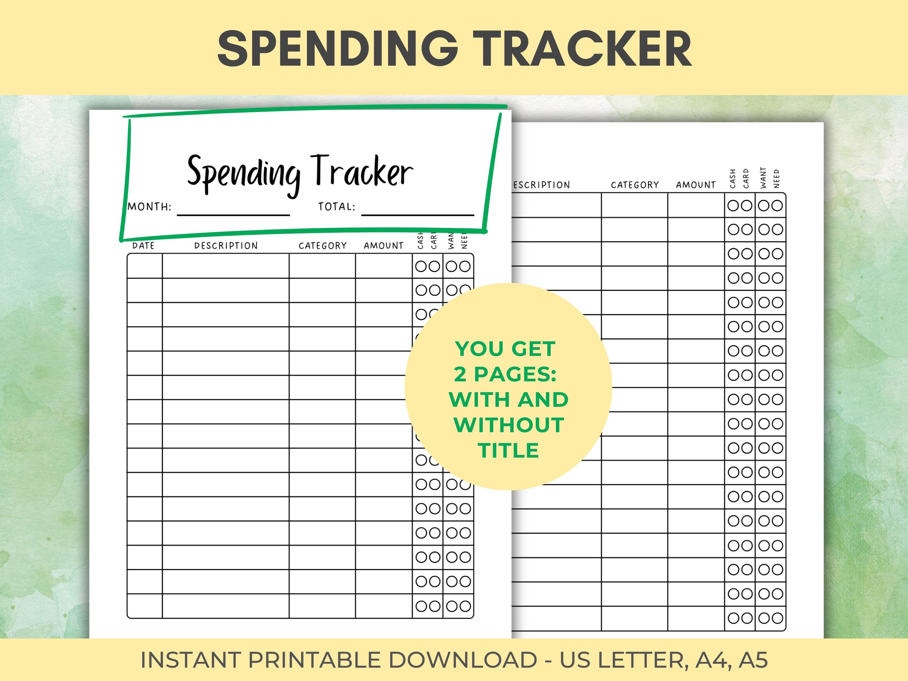 Spending Tracker, Printable Journal Page, Planner Page, Spending Log ...