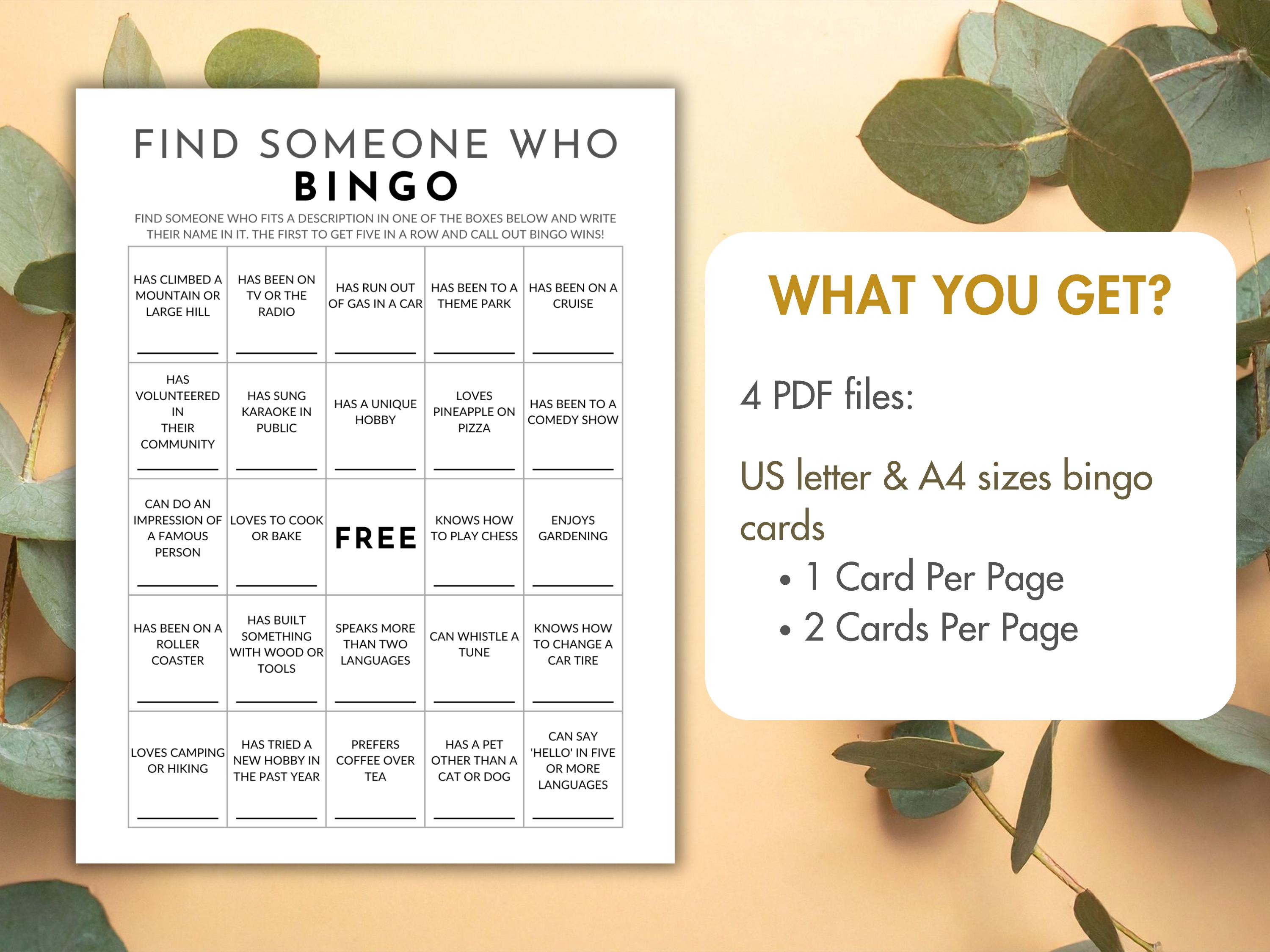 100 Find Someone Who Bingo Cards, Printable Icebreaker Bingo, Get to ...