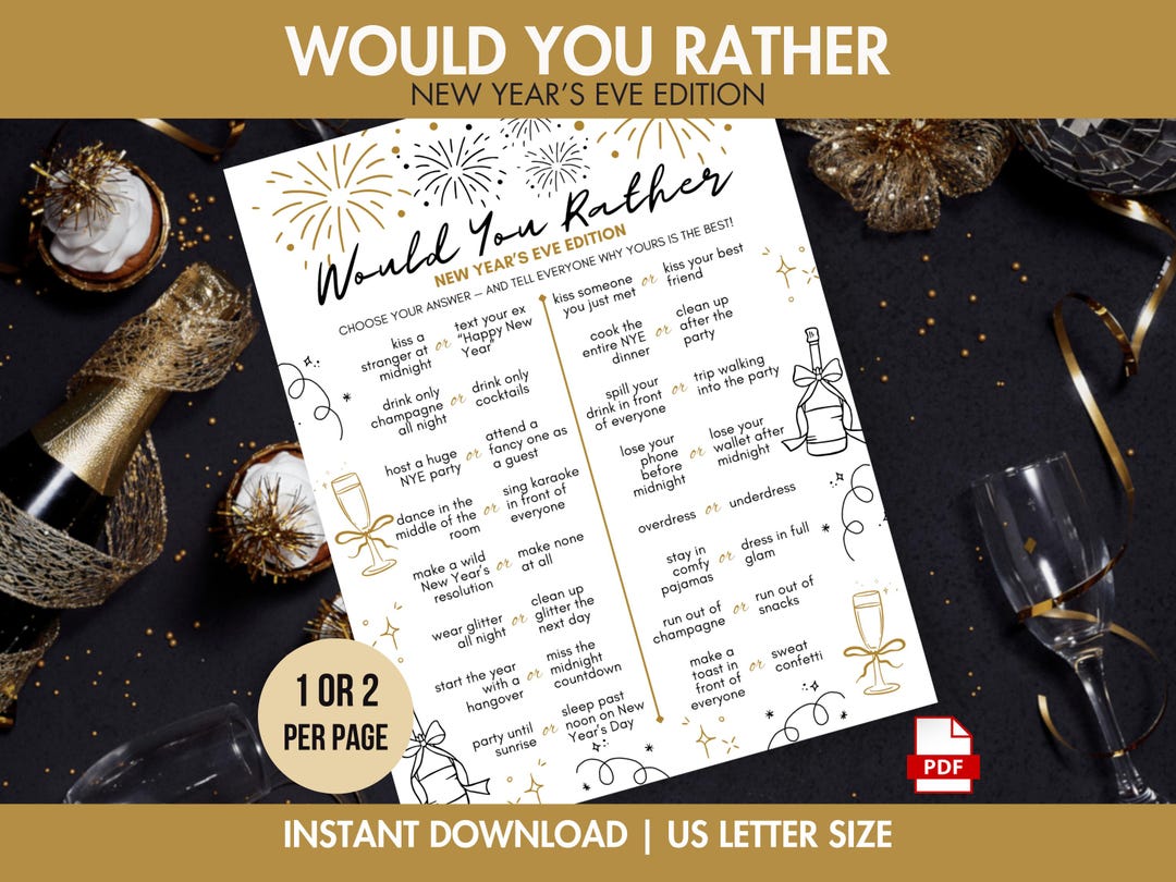 New Year’s Eve Would You Rather Game Adults, New Year Games Printable ...