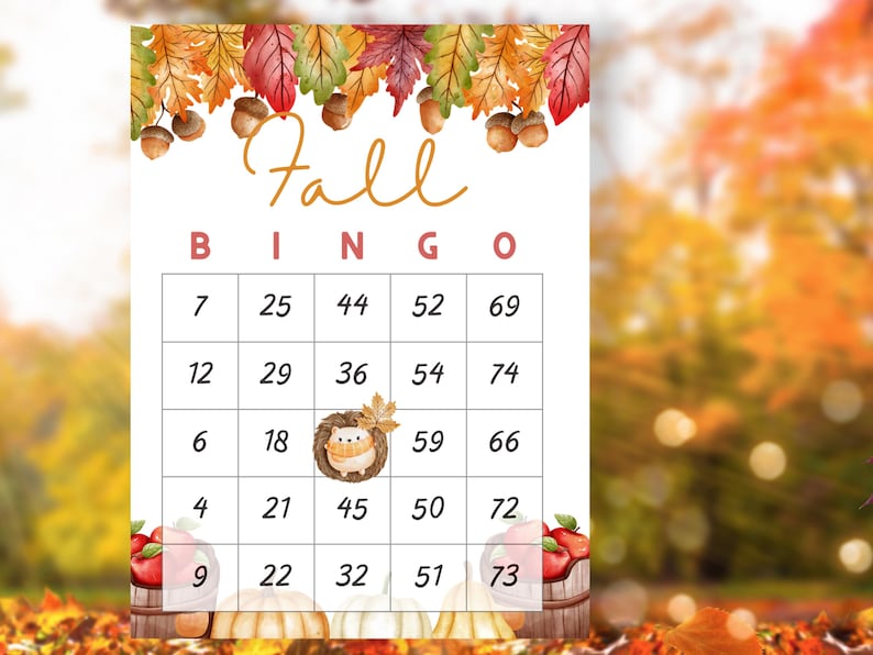 100 Fall Bingo Cards, Printable Autumn Bingo, Fall Kids Adults Seniors ...