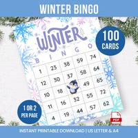 30 Printable Winter Themed Bingo Cards | Winter Party Games | Winter ...