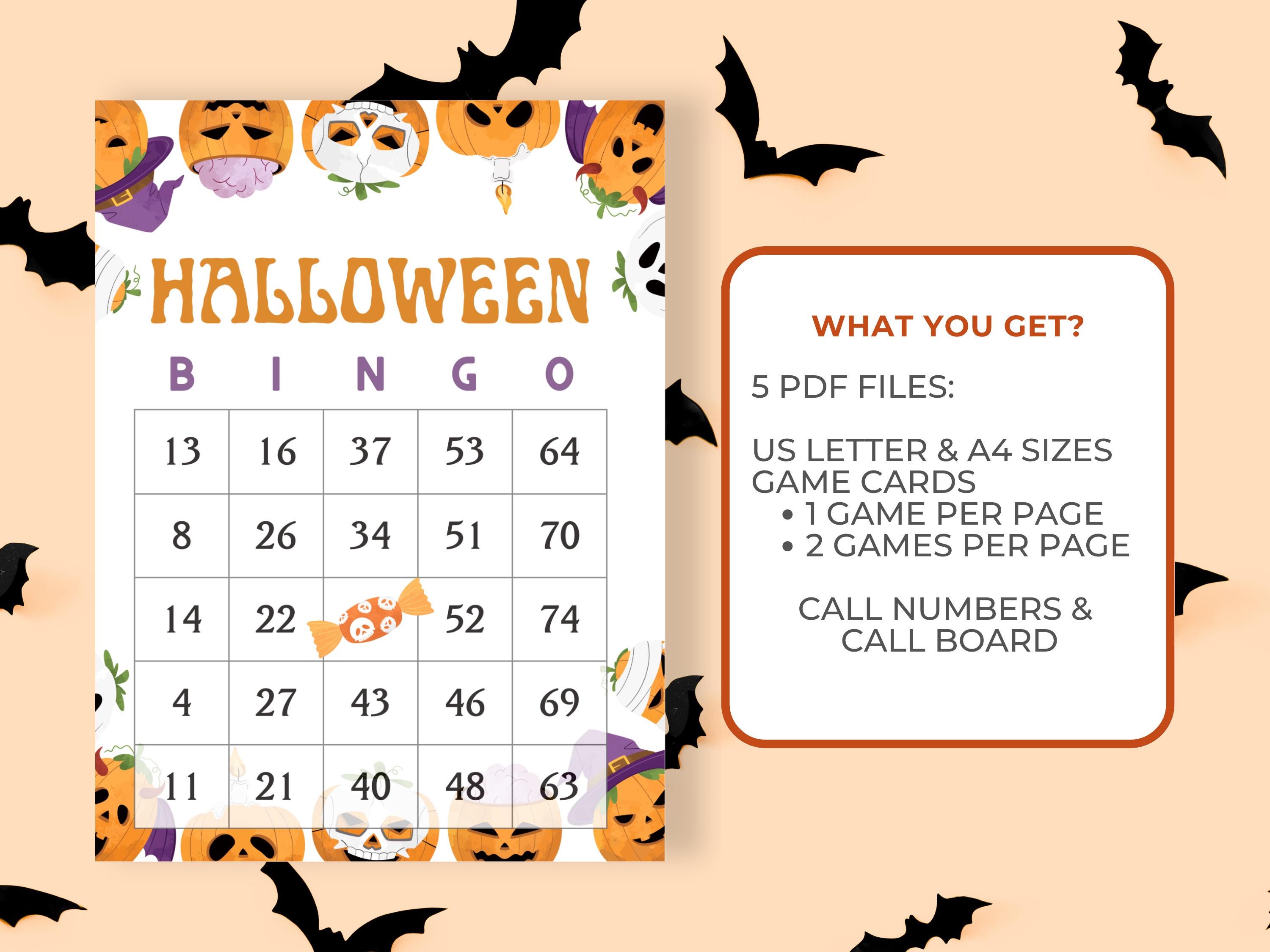 100 Halloween Bingo Cards, Printable Pumpkins Halloween Bingo ...