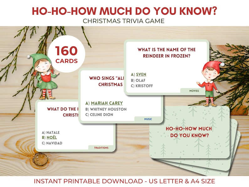 Christmas Trivia Game, Christmas Trivia Cards, Christmas Party Game ...
