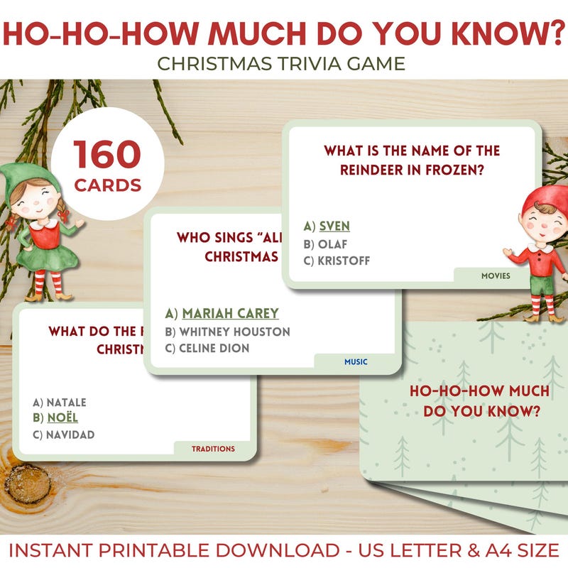 Christmas Trivia Cards - Etsy