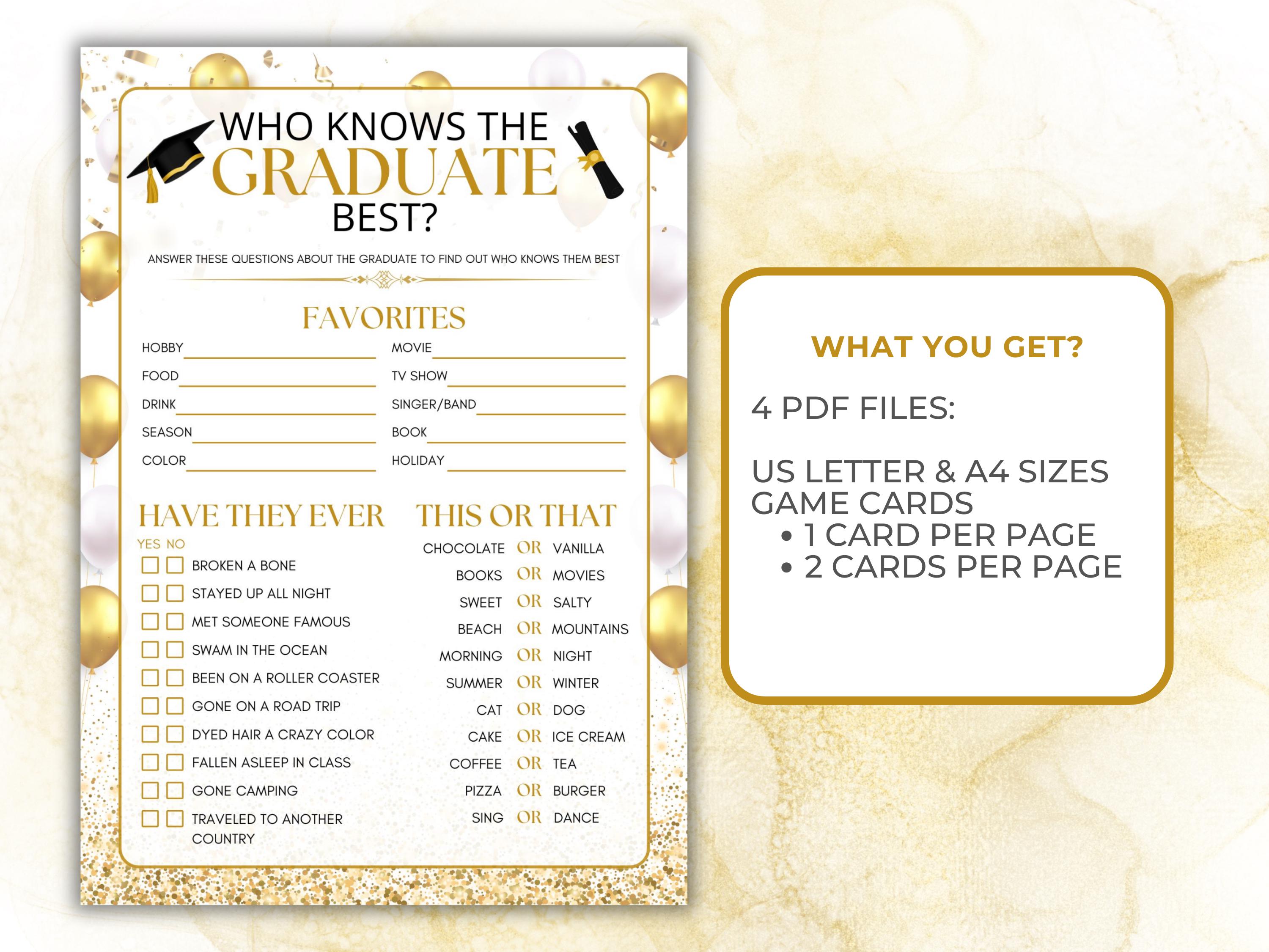Who Knows the Graduate Best Graduation Party Game How Well Do You Know ...