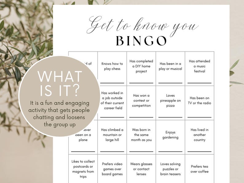 100 Get to Know You Bingo Cards Icebreaker Bingo Guest Find Someone Who ...