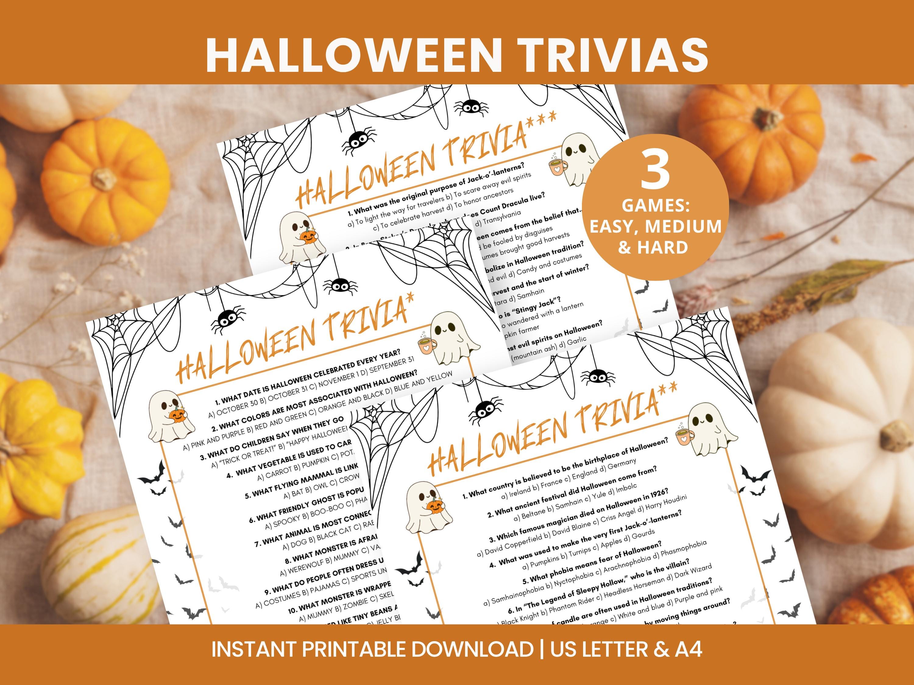 Halloween Trivia Game Bundle, Printable Halloween Quiz, Halloween ...