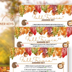 Fall Trivia Game, Printable Fall Quiz, Autumn Trivia Questions, Kids ...