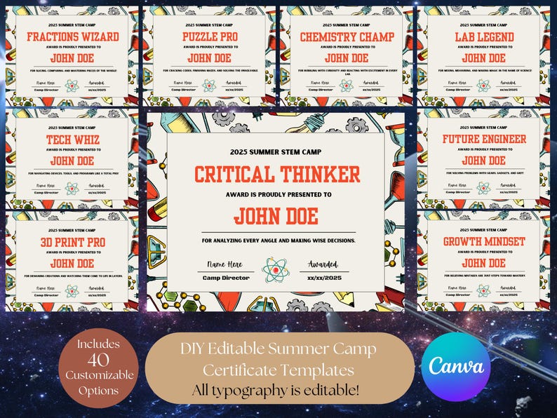 Editable STEM Awards: Printable Certificates for Kids (PDF Template ...