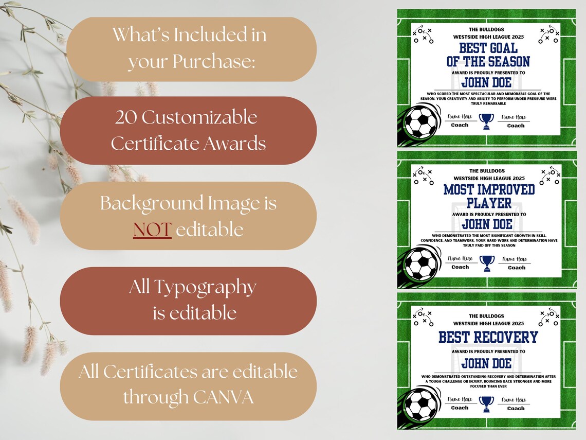 Editable Soccer Award Certificates | Printable Awards | Printable ...