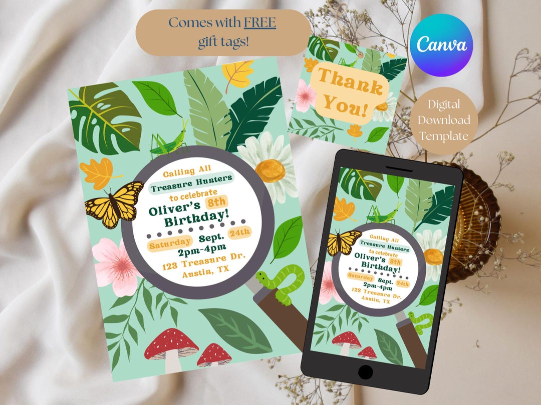 Scavenger Hunt Birthday Party Invite | Editable Treasure Hunt ...