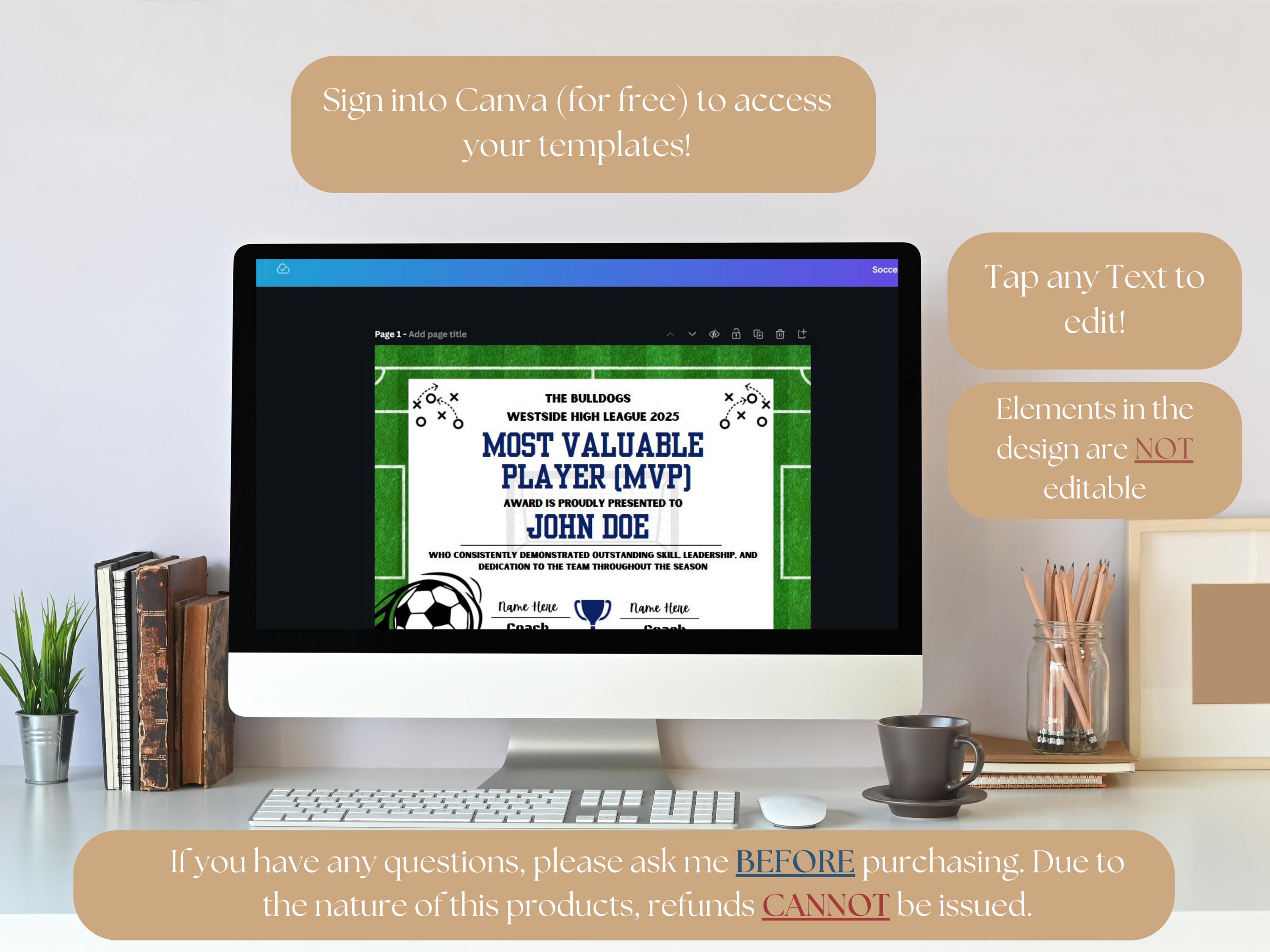 Editable Soccer Award Certificates | Printable Awards | Printable ...