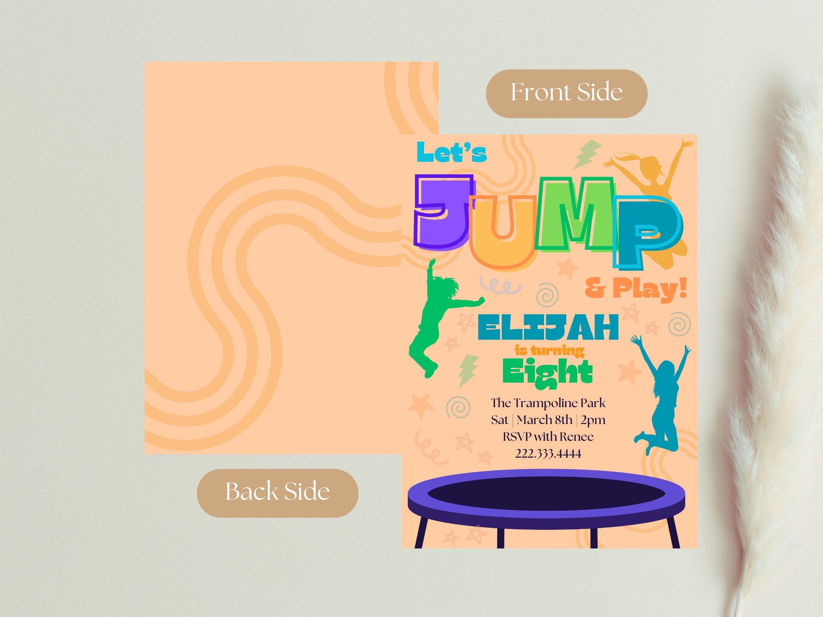 Trampoline Birthday Party Invitation: Editable Template (digital ...
