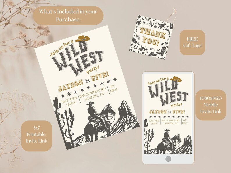 Western Birthday Party Invitation EDITABLE Cowboy Invitation Template ...