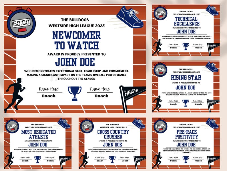 Track and Field Award Certificates: Customizable Canva Templates ...