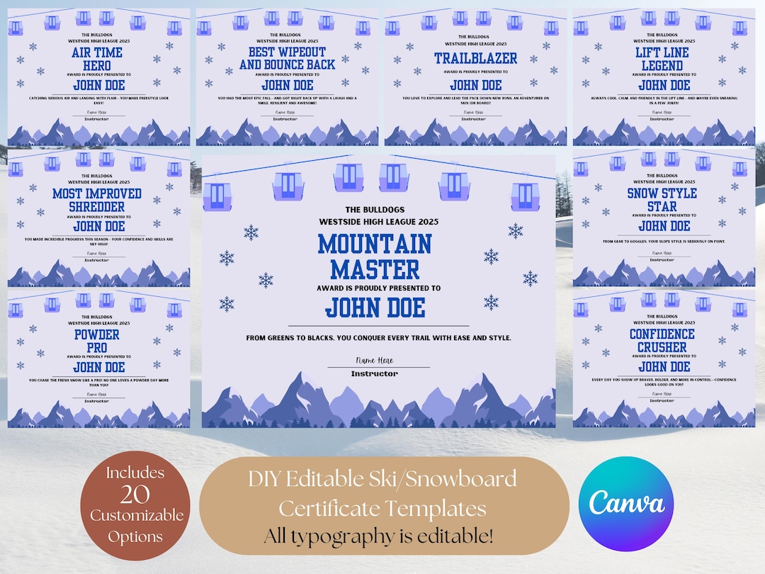 Ski & Snowboard Award Certificates | Customizable Winter Sports Awards ...