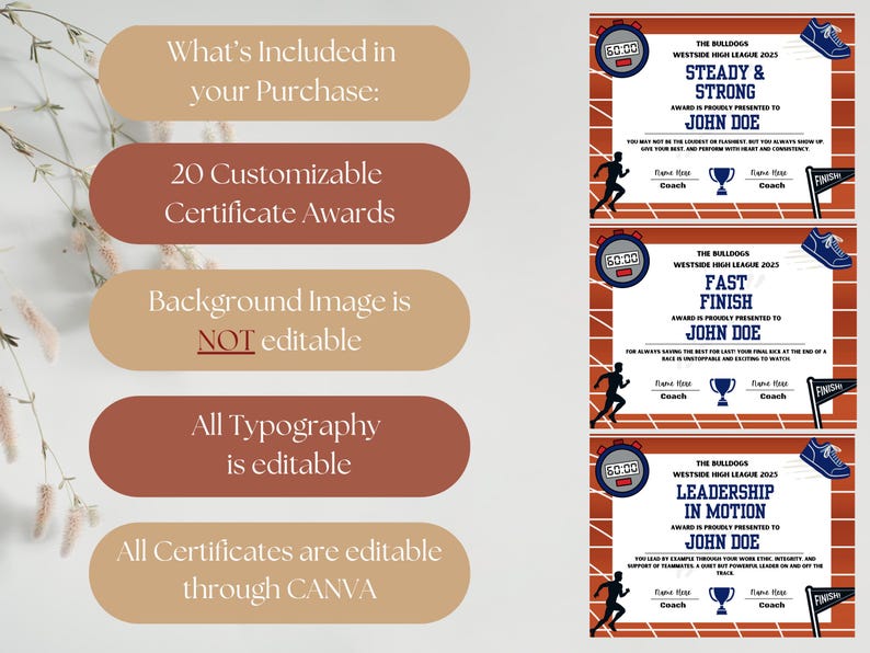 Track and Field Award Certificates: Customizable Canva Templates ...
