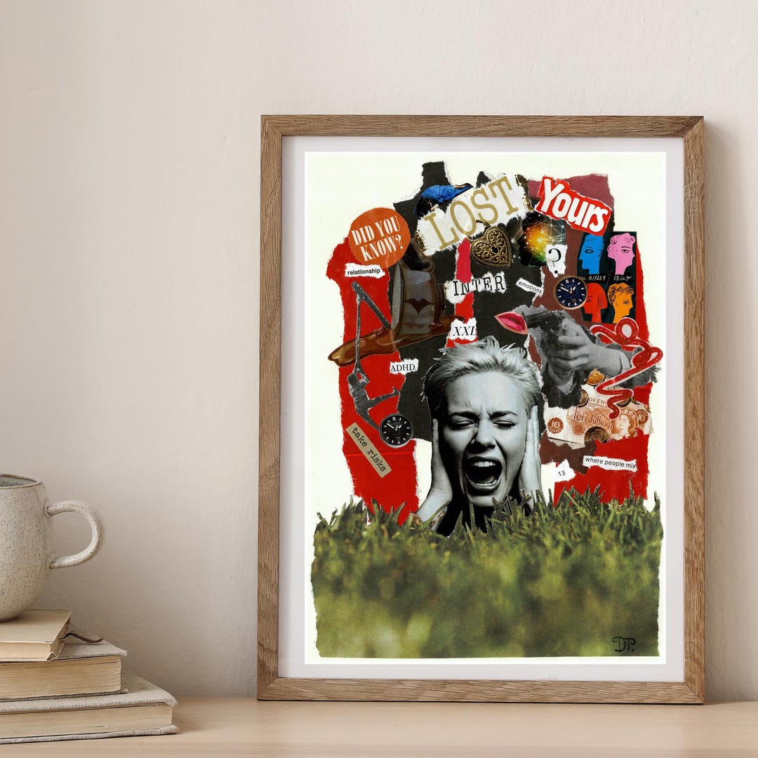 Emotional Collage Art, Mirror of Stressful Emotions, Modern Collage Art ...