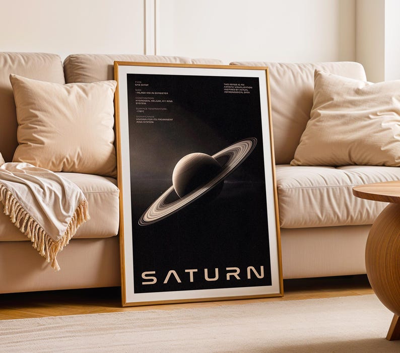 Saturn Planet Poster – Retro Space Wall Art With Iconic Rings, Vintage ...