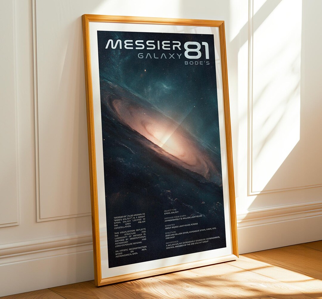 Messier 81 Galaxy Printable Poster – Spiral Galaxy Space Wall Art ...