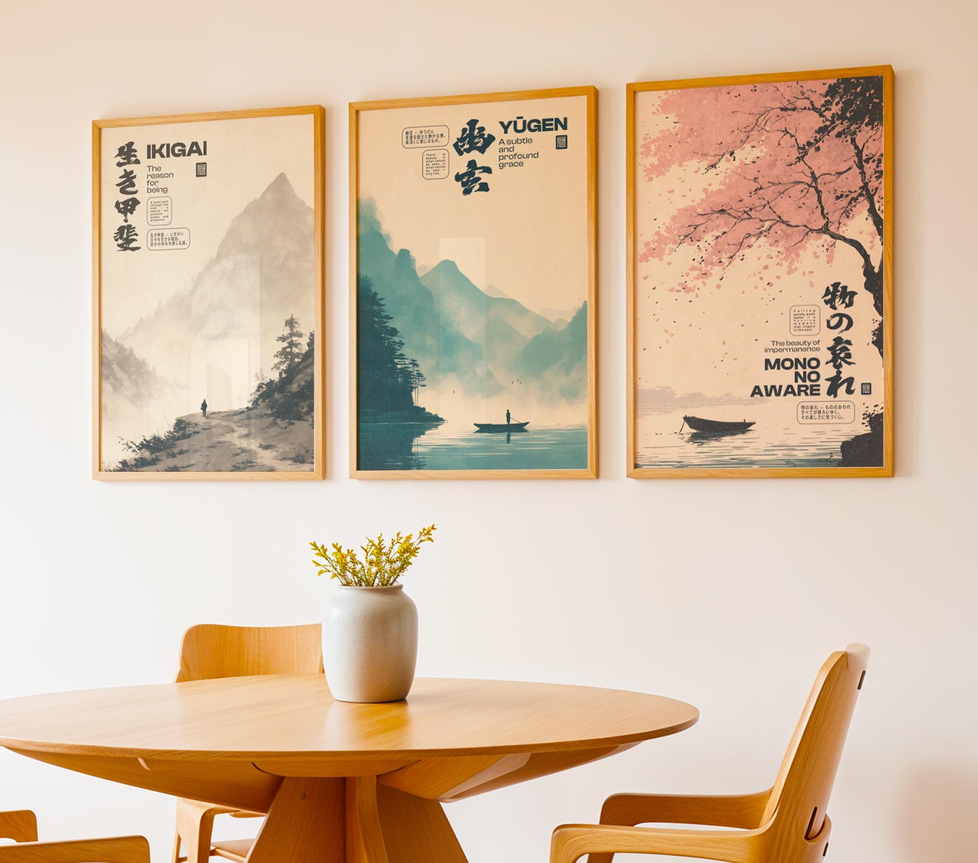 Japanese Philosophy Poster Set: Ikigai, Yugen, Mono No Aware Printable ...