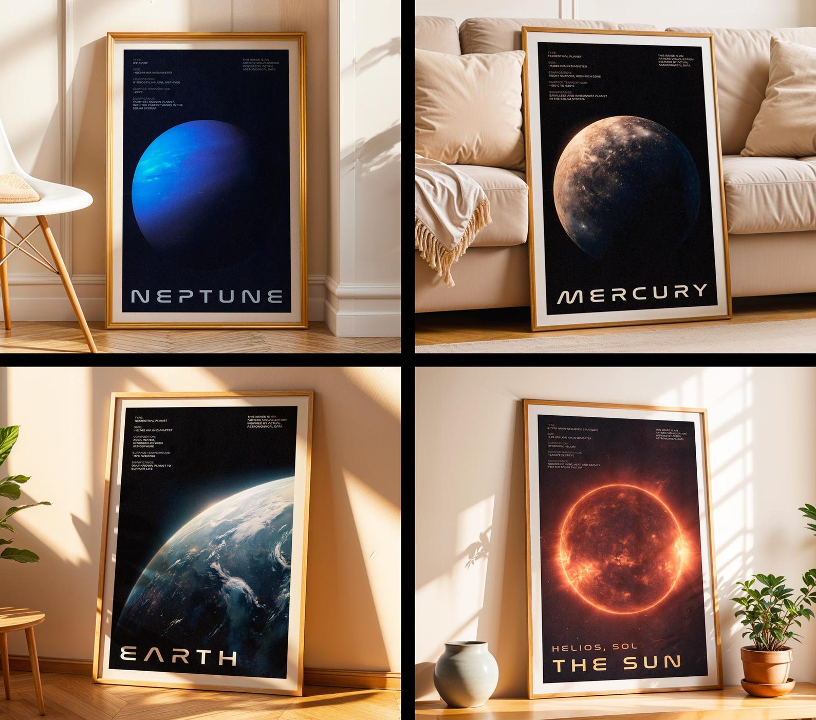 Space Poster Set of 18 — Solar System, Galaxies, and Nebulae Wall Art ...