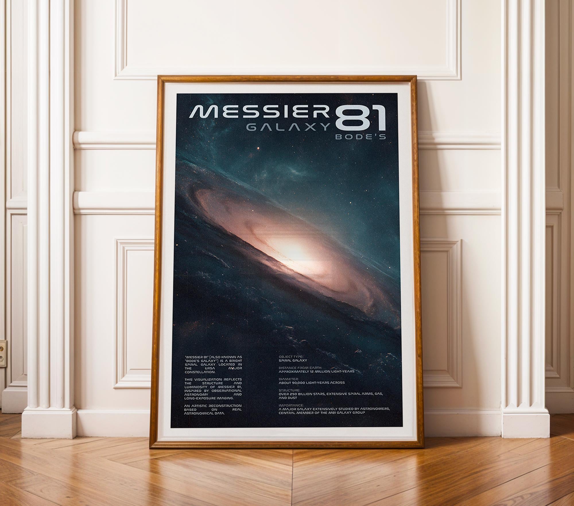 Messier 81 Galaxy Printable Poster – Spiral Galaxy Space Wall Art ...