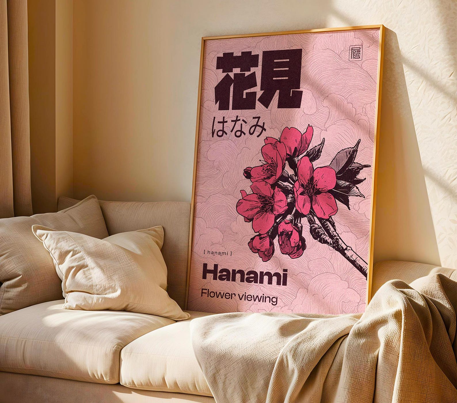 Hanami Sakura Flower Viewing Poster, Pink Japanese Printable Wall Art ...
