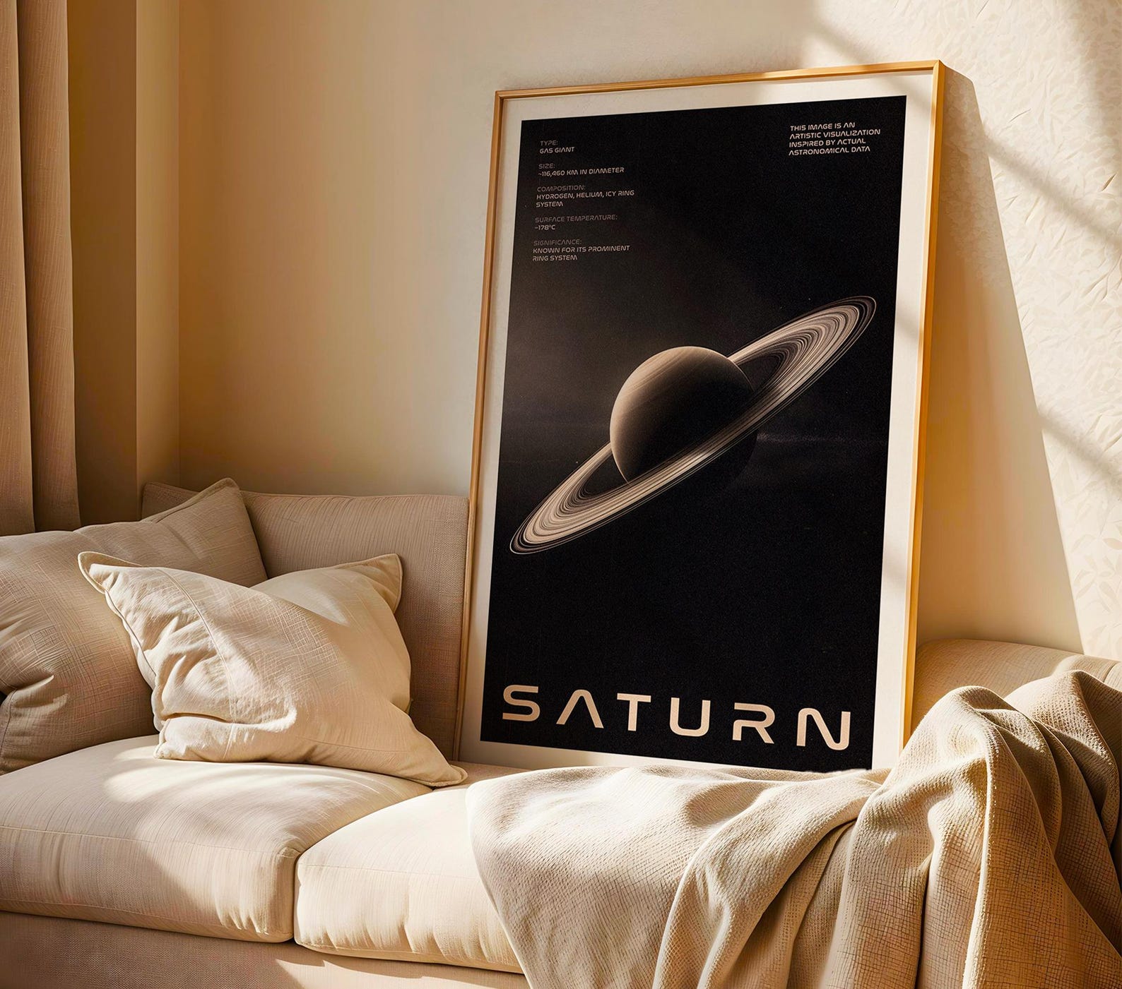 Saturn Planet Poster – Retro Space Wall Art With Iconic Rings, Vintage ...