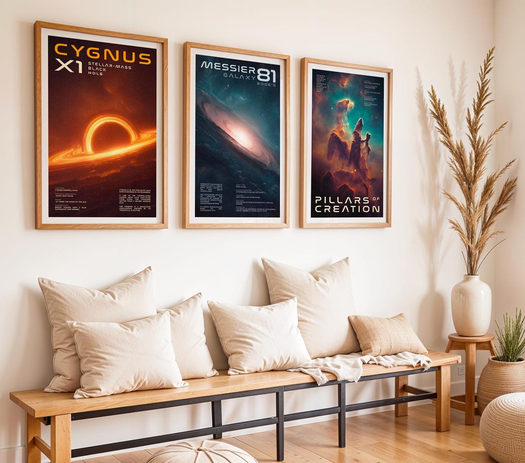 Space Poster Set, Printable Art Bundle Featuring Black Hole, Galaxy ...