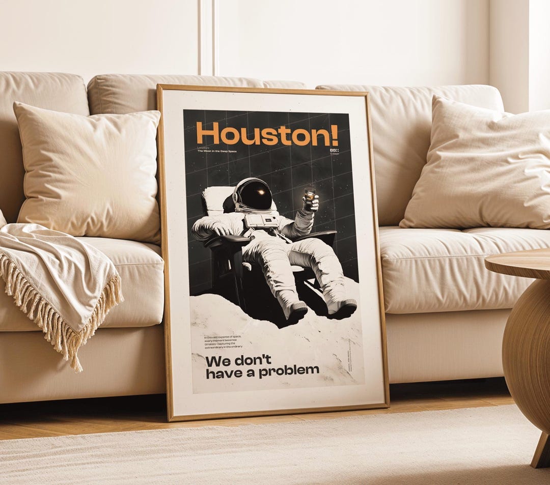 Houston Astronaut Poster - Relaxing Space Explorer Art Print - Retro ...