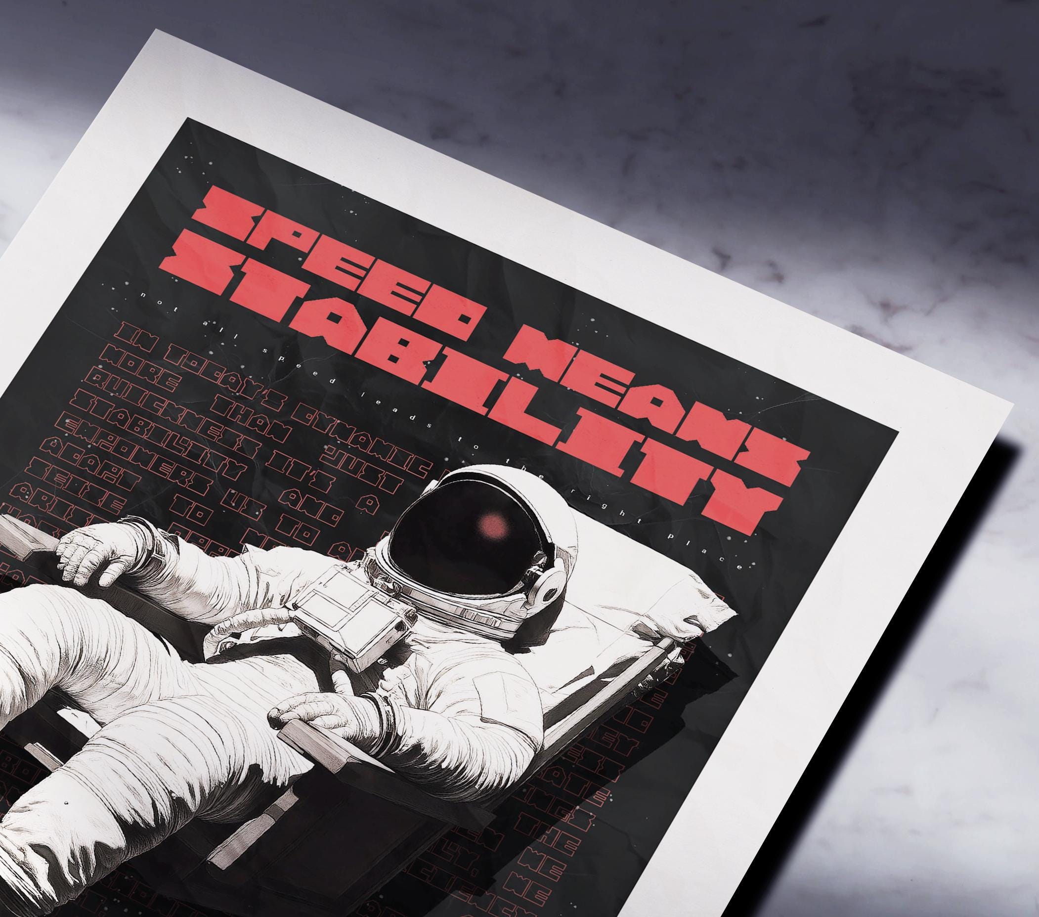 Speed Means Stability: Astronaut Poster for Motivation and Modern Decor ...