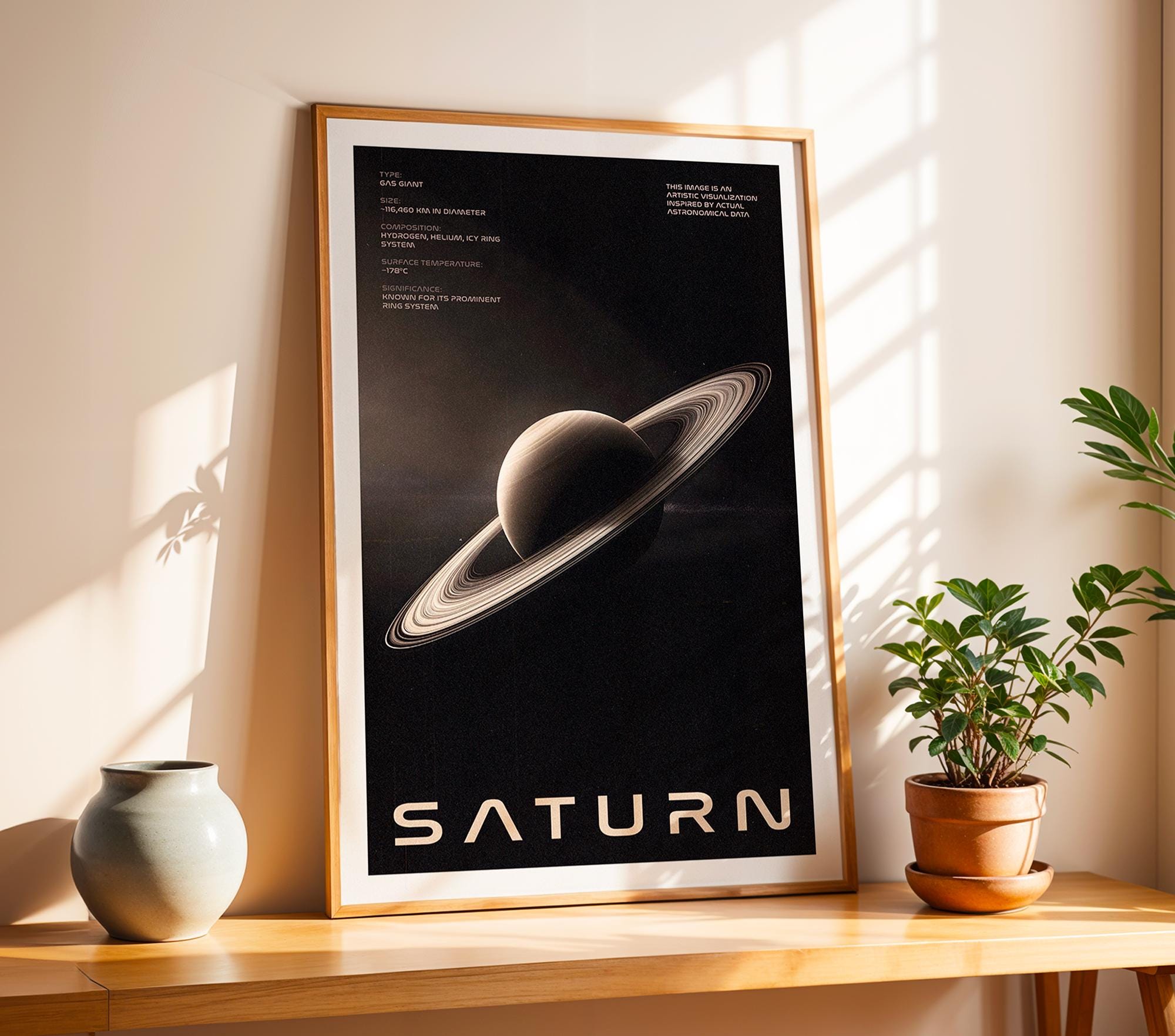 Saturn Planet Poster – Retro Space Wall Art With Iconic Rings, Vintage ...