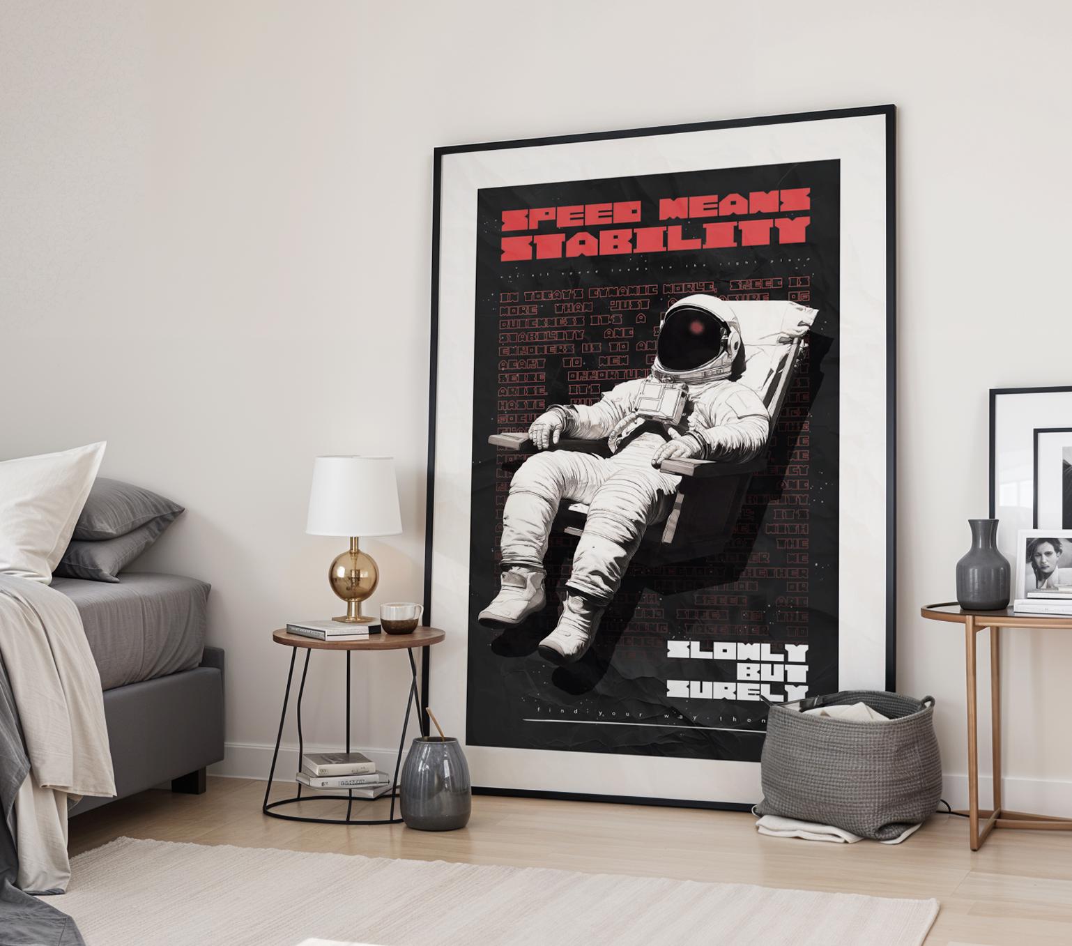 Speed Means Stability: Astronaut Poster for Motivation and Modern Decor ...