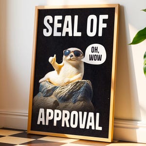 Seal of Approval Funny Digital Print, Retro Typography Wall Art, Cool ...
