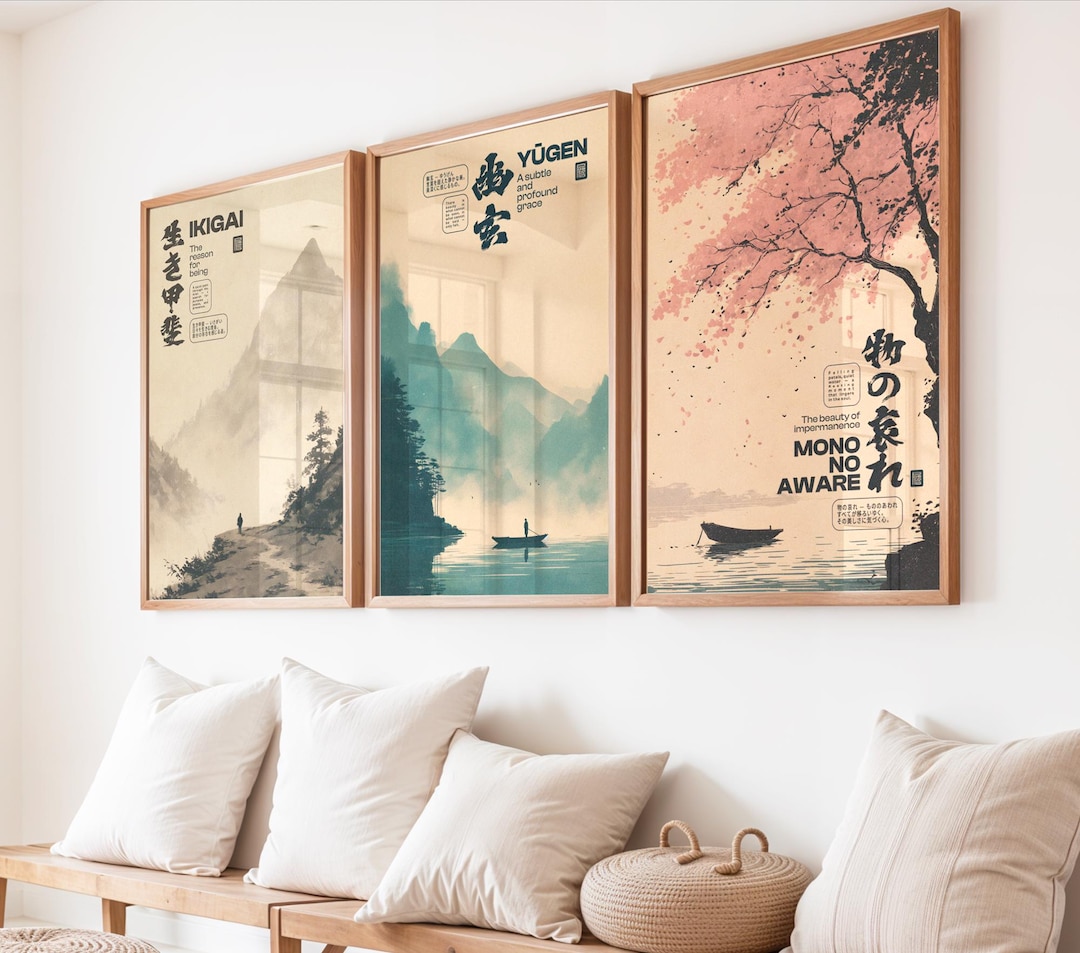 Japanese Philosophy Poster Set: Ikigai, Yugen, Mono No Aware Printable ...