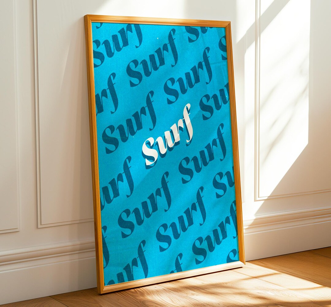 Retro Surf Printable Art Digital Poster, Vintage Beach Wall Decor ...