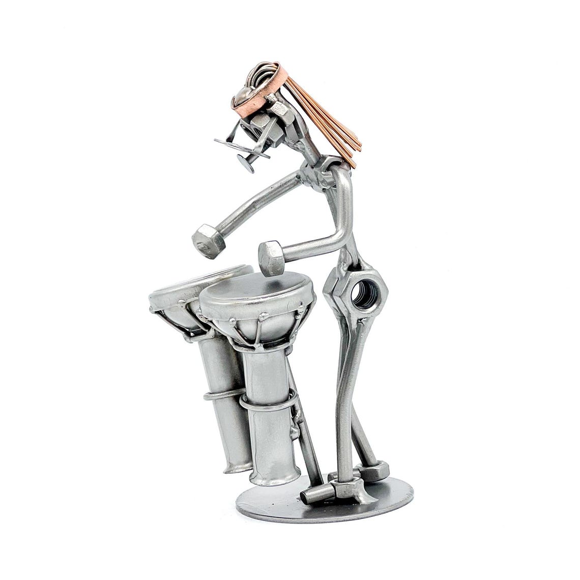 Bongo Player Figurine Handmade Metal Art Gift for Music Lovers Creative ...